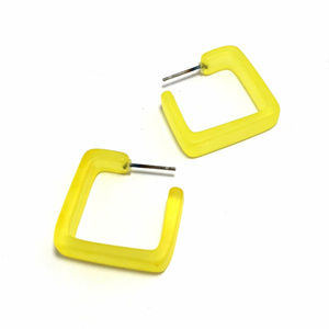 Leetie Lovendale | Jewelry | Lemon Yellow Square Lucite Hoop Earrings ...
